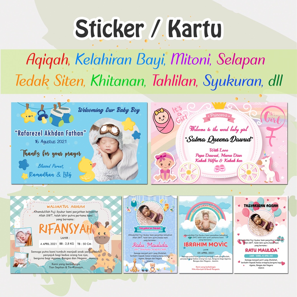 Jual Sticker Custom Untuk Acara Kelahiran / Aqiqah / Tahlilan / Wedding ...