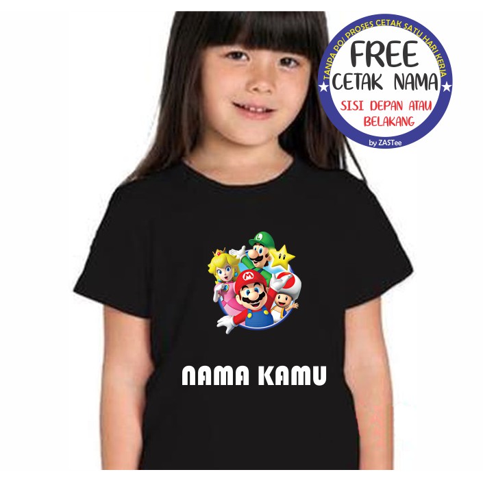 Jual Kaos Anak SUPER MARIO BROS Free Cetak Nama / Tulisan Banyak ...