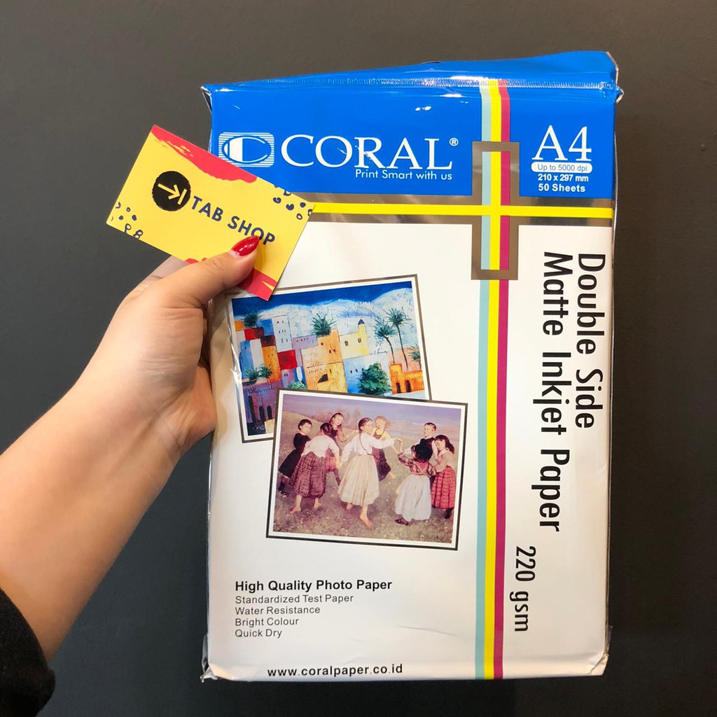 Jual TAB SHOP - CORAL DOUBLE SIDE MATTE INKJET PAPER 220 GSM A4 50 ...