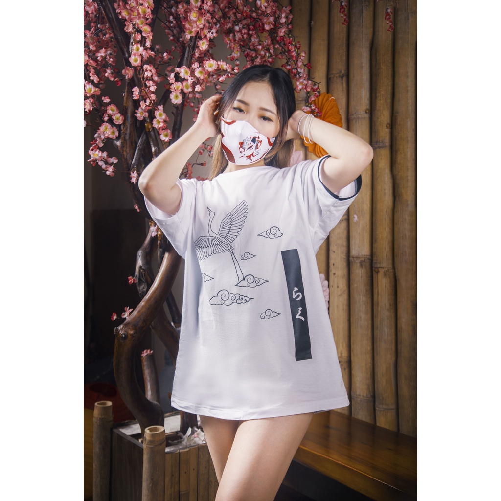 Jual Kaos Oversize Raku T-Shirt SHUGO REI : TSURU Premium Cotton Combed ...