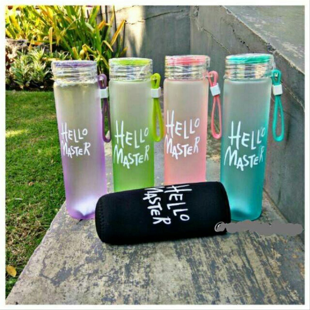 Jual PROMO!!! BOTOL MINUM KACA HELLO MASTER FREE POUCH !! + BUBBLEWRAP ...