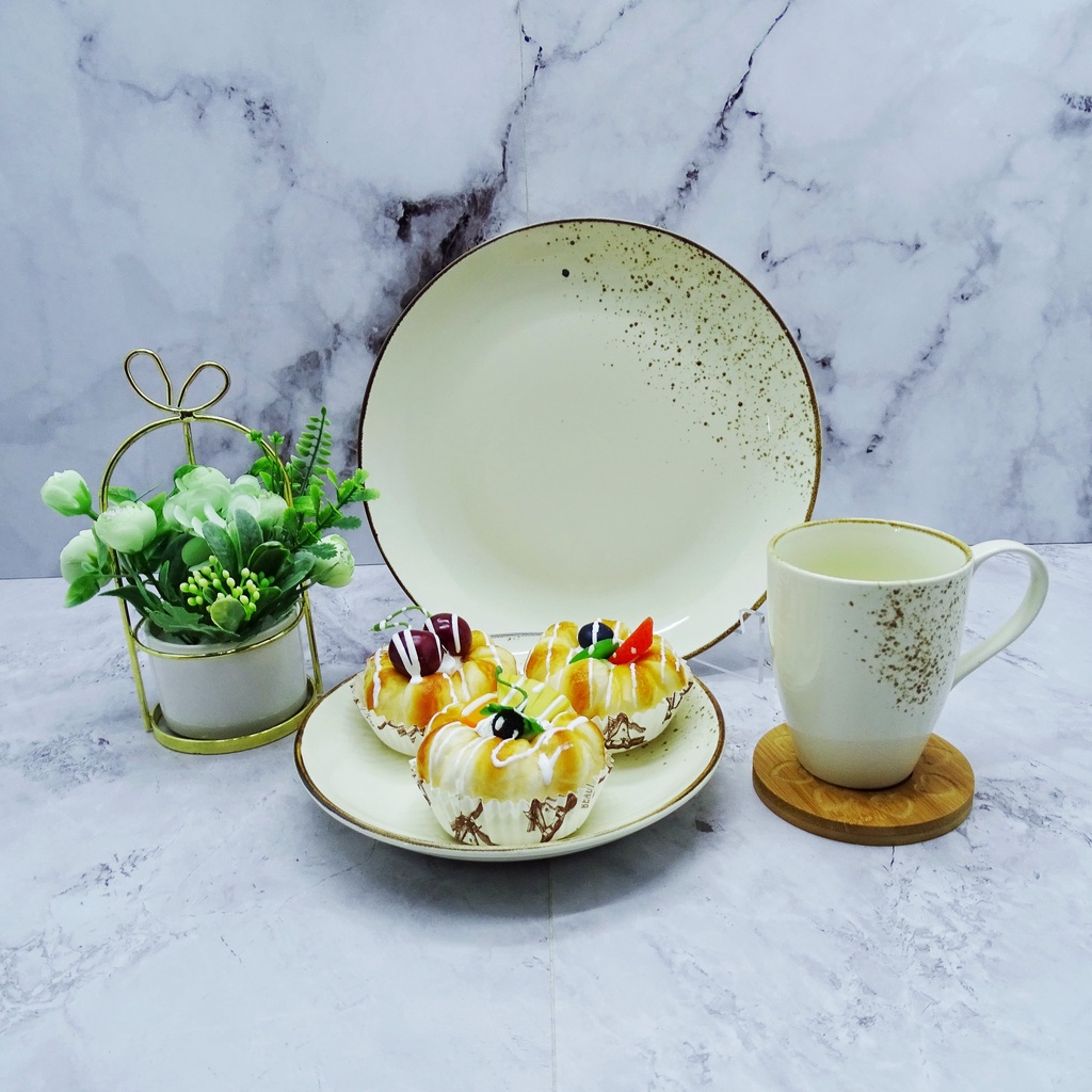 Jual Piring Keramik/ Ceramic Rustic Set Peralatan Makan White Cream ...