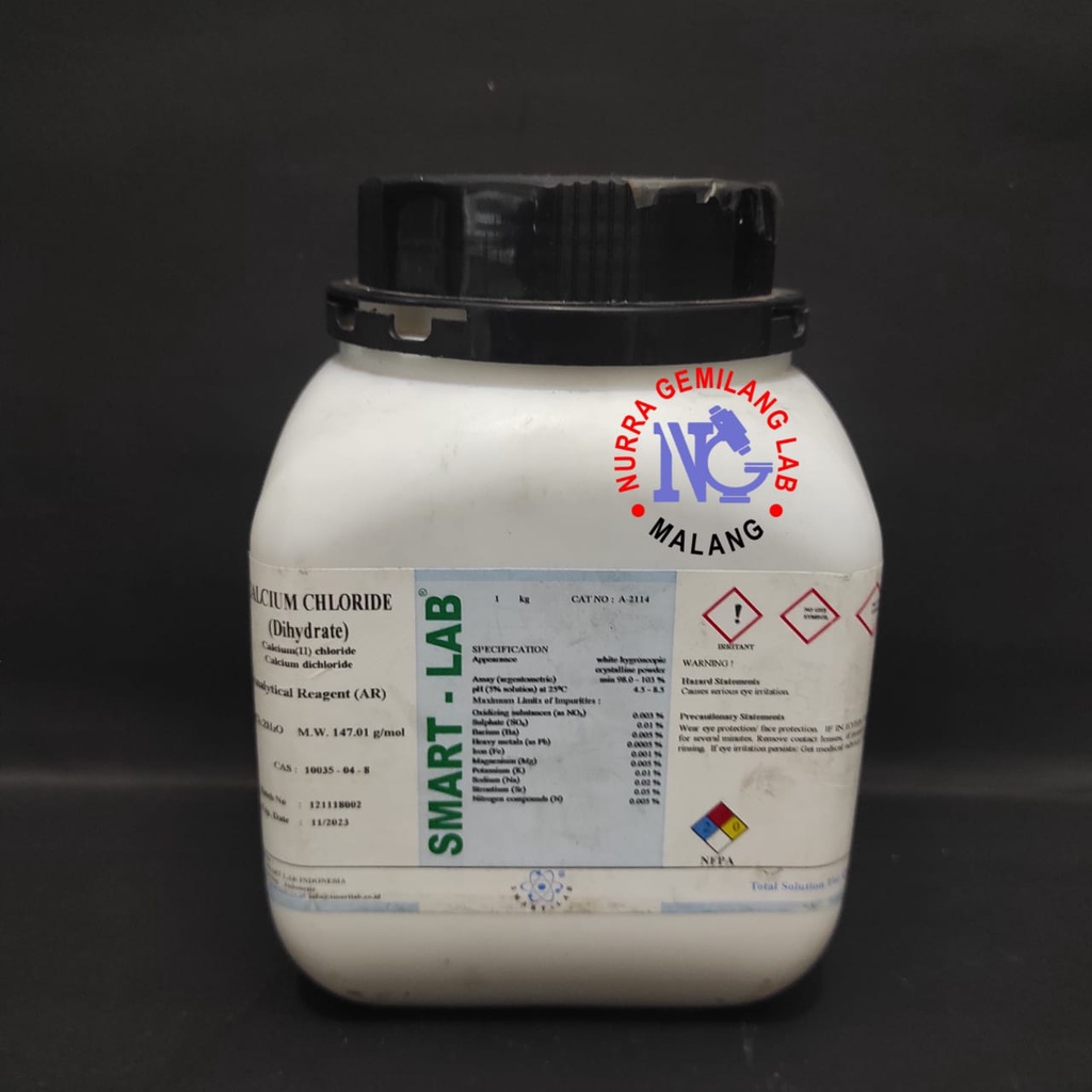 Jual Calcium chloride dihydrate CaCl2 Smartlab A-2114 ecer 10 gram ...