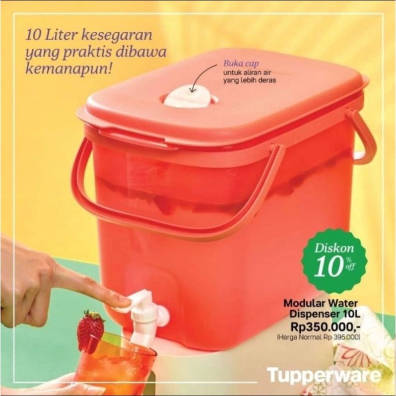 Jual tupperware modular water dispenser 10 ltr - dispenser air - wadah ...