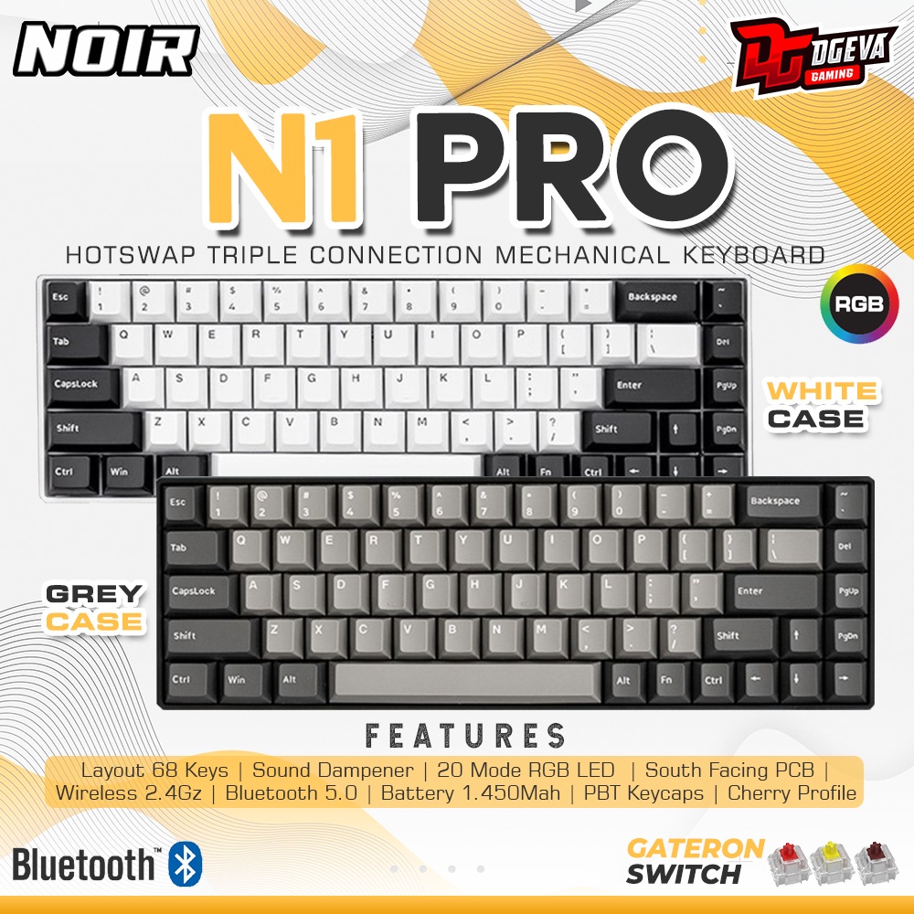 Jual Noir N1 Pro 65% Hotswap Wireless Bluetooth Mechanical Gaming ...