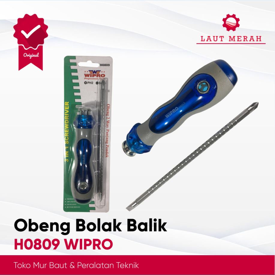 Jual WIPRO Obeng BB Bolak Balik 6x180mm (215-270) / 3 IN 1 2 WAY ...