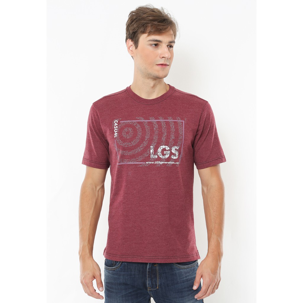 Jual LGS - Regular Fit - Kaos Casual - Motif Sablon C45U4L - Merah ...