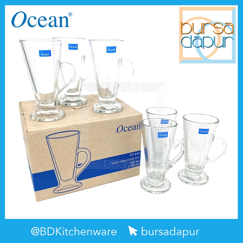 Jual Ocean Glass Tumbler Kenya Irish Coffee Mug 8 oz (1P01643) Set [230 ml/ 6 pcs] | Shopee ...