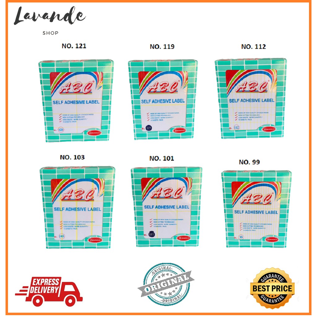 Jual LABEL ABC 101, 121, 103, 99, 112 & 119 / STIKER LABEL / SELF ...