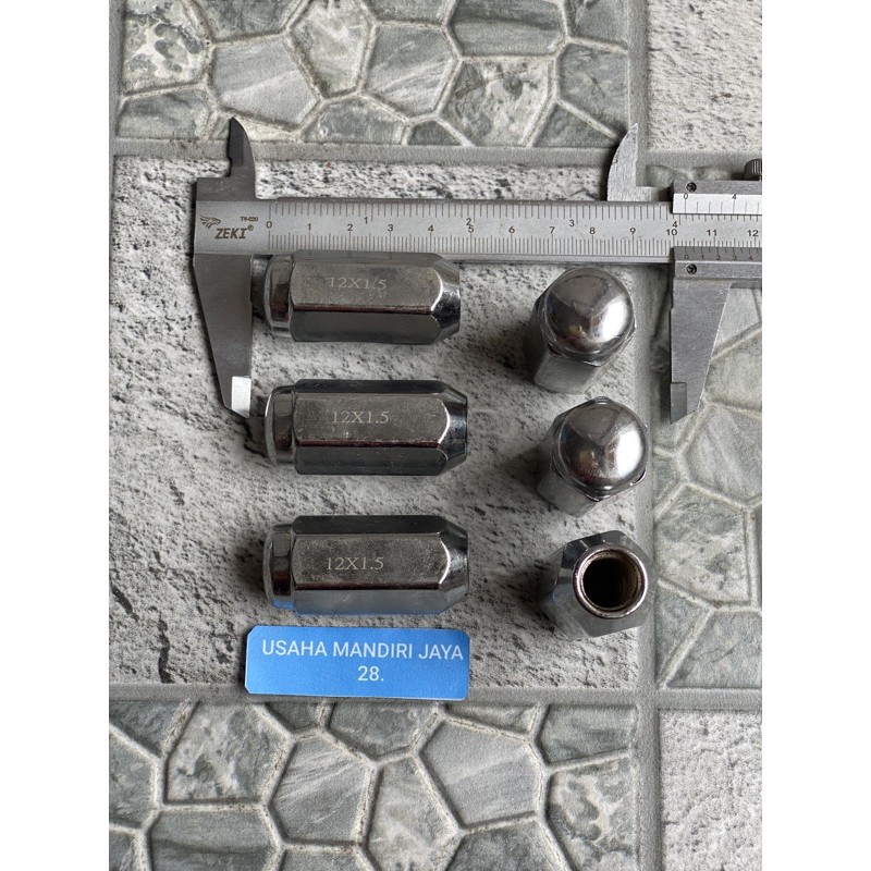 Jual NUT RACING LONG MUR BAUT RODA PANJANG CROME 12x1.5 KUNCI 21 ...