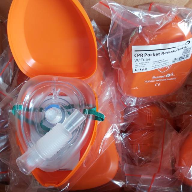 Jual Besmed masker CPR pocket tube resusitator alat bantu pernapasan ...