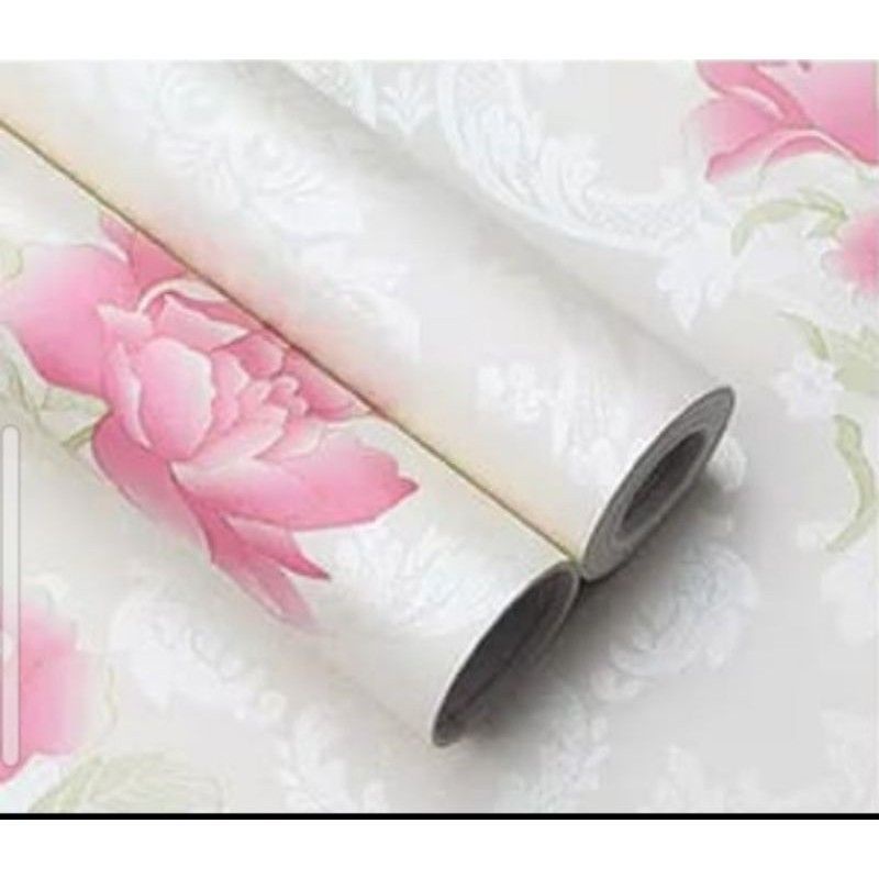 Jual Wallpaper Dinding Sticker Dinding Bunga Mawar Pink Mewah Cocok ...