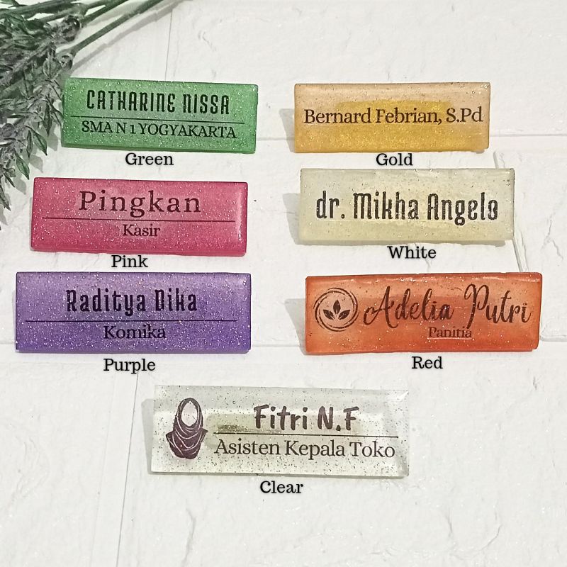 Jual Nametag Unik Pin Lucu Papan Nama Akrilik Resin Custom Warna MAGNET ...