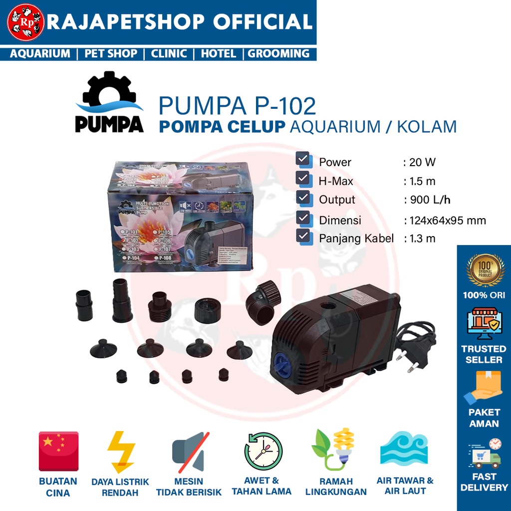 Jual ( POMPA AIR ) SUNSUN PUMPA P 102 SUBMERSIBLE WATER PUMP KOLAM ...