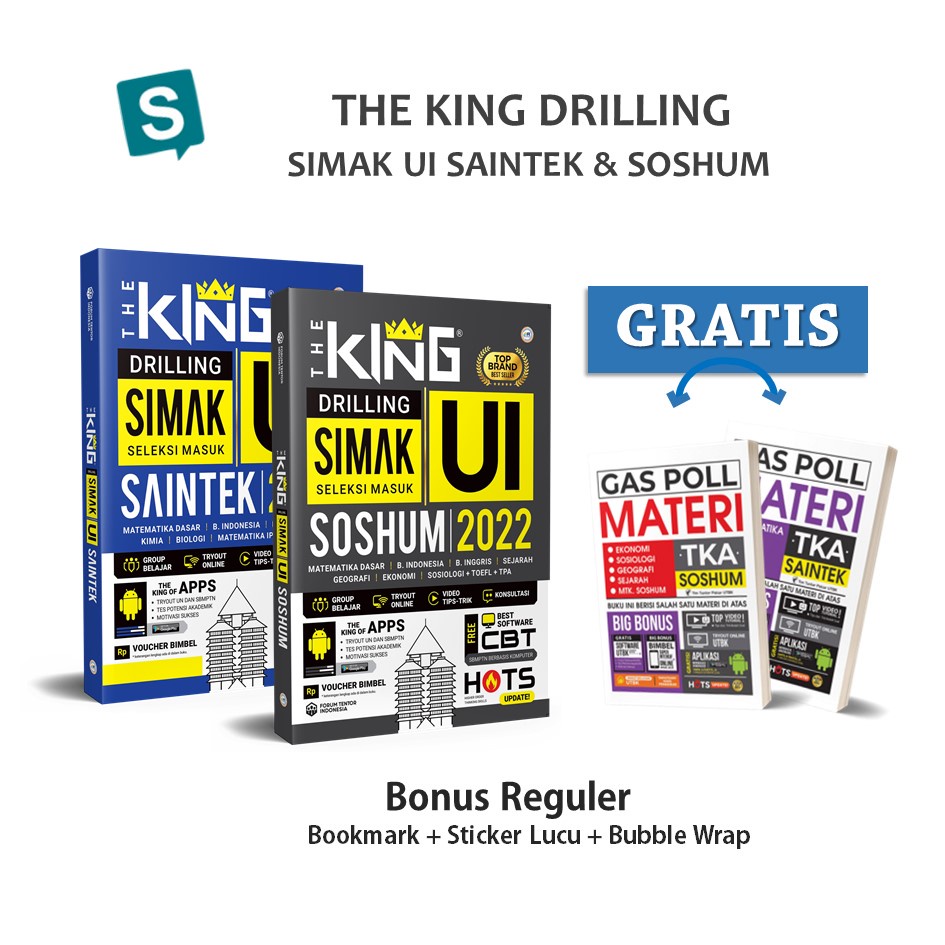 Jual Buku Drilling Simak UI 2022: The King [Saintek / Soshum] Bonus Gaspol (FE) | Shopee Indonesia
