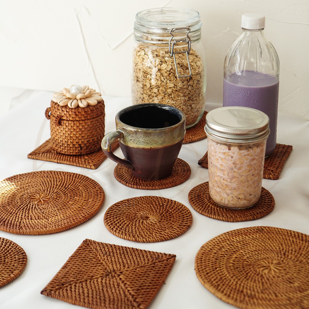 Jual KOWA - Rattan Coaster | Tatakan Gelas Rotan Bali | Tatakan Ate ...