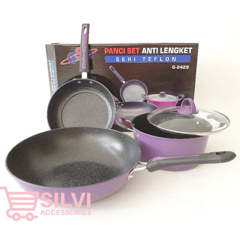 Jual Panci Wajan Set Teflon Anti Lengket GSF 2429 QME 2432 Cookware Set Teflon Murah Kado Nikah ...