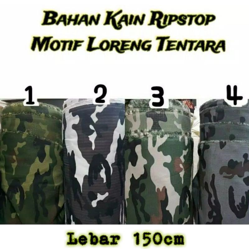 Jual Bahan Kain Ripstop Motif Doreng Loreng Tentara seri 01 / Bahan ...