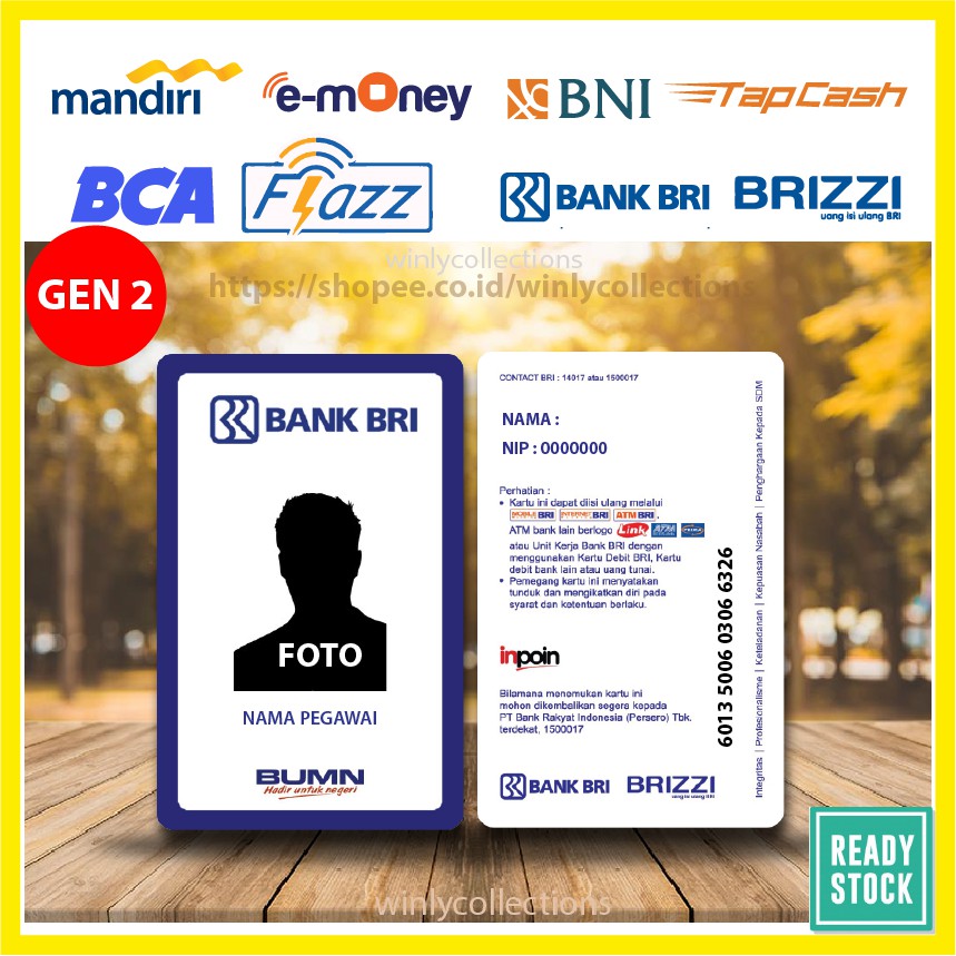 Jual KARTU ID CARD BRI BRIZZI ETOLL EMONEY - 2 SISI | Shopee Indonesia