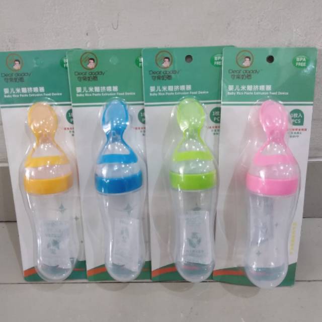 Jual Baby Feeder Bottle Silicone Botol Sendok Makan Bayi Import BPA Free Botol Dot Sendok Makan ...