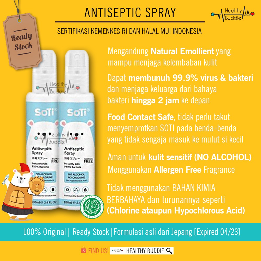 Jual SOTI®️Antiseptik Antiseptic Hand Sanitizer Spray [Halal] 100ml ...