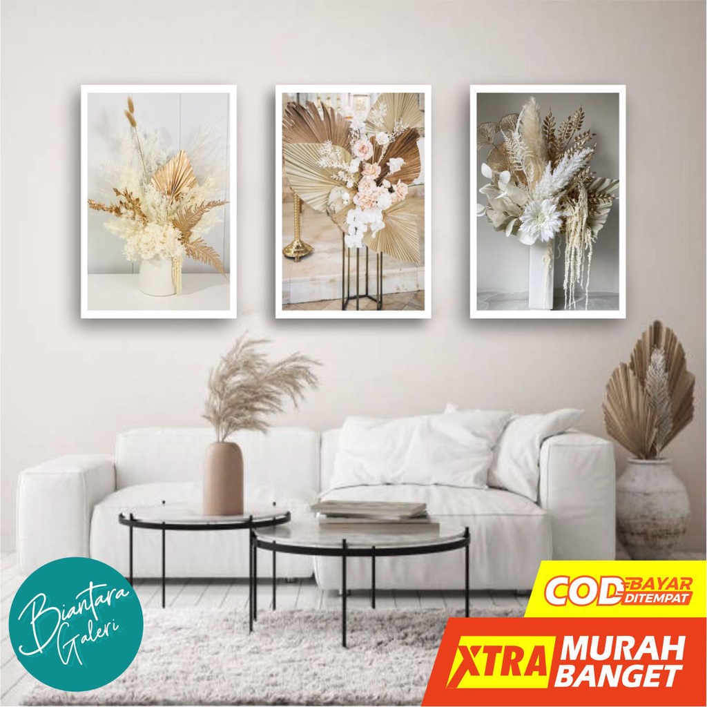 Jual Hiasan Dinding Kamar Poster Bunga Kering 15x20 cm + bingkai MDF ...