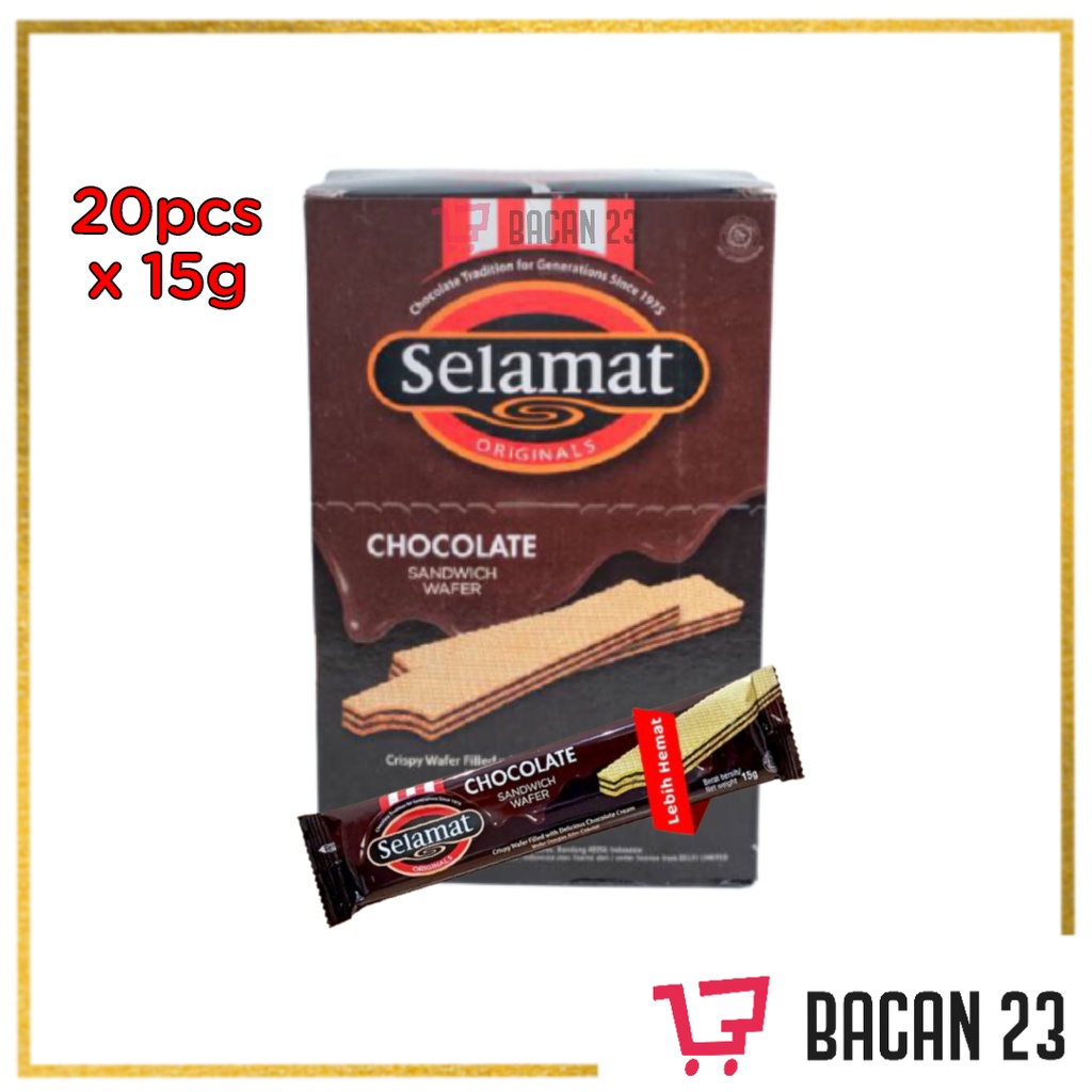 Jual Wafer Selamat Chocolate (20pcsx15g)/Wafer Coklat/ Bacan23 | Shopee ...
