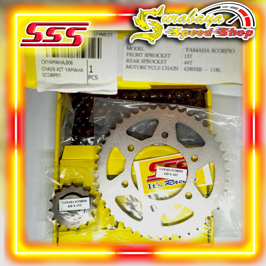 Jual SSS Chain Kit Gear Set Baja Yamaha Scorpio Lengkap Gear Depan ...