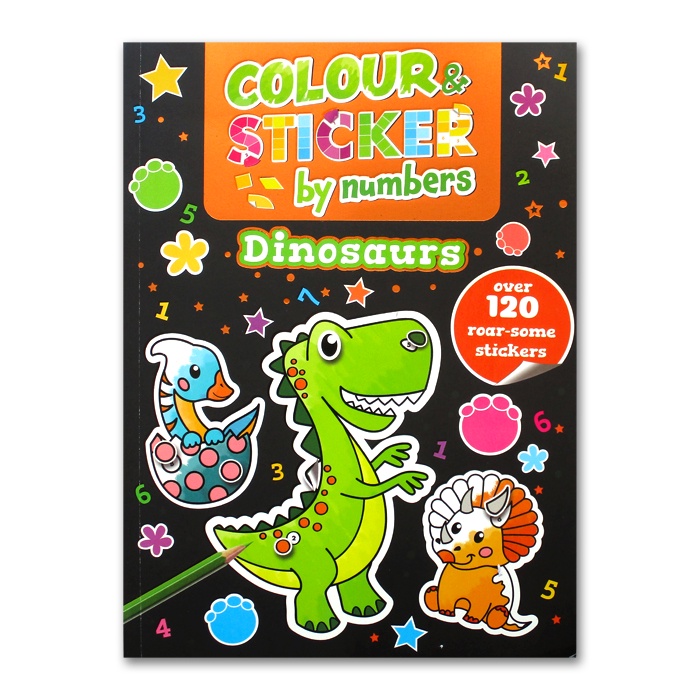 Jual Dinosaurs Colour & Sticker By Number Book Over 120 Roar-some ...