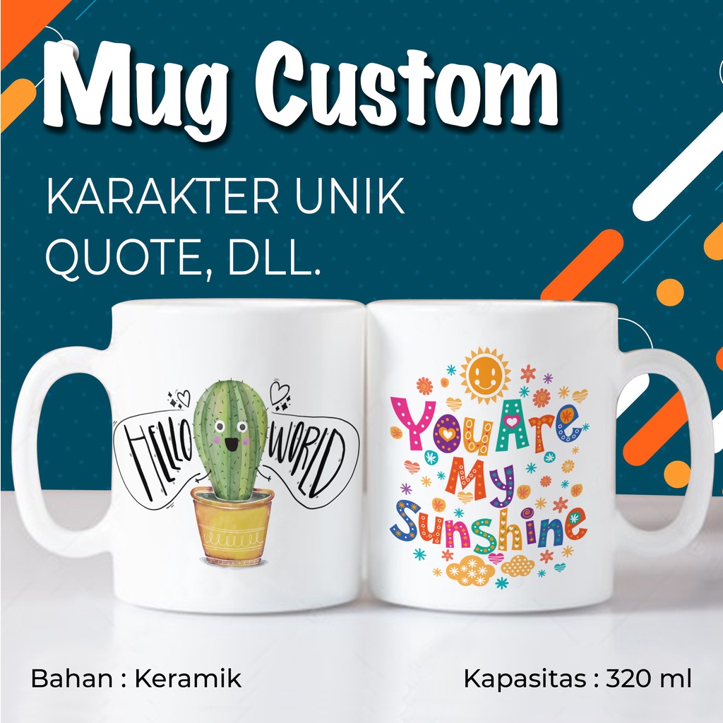 Jual Mug Custom Karakter lucu, unik, menarik. Desain bebas mug keramik ...