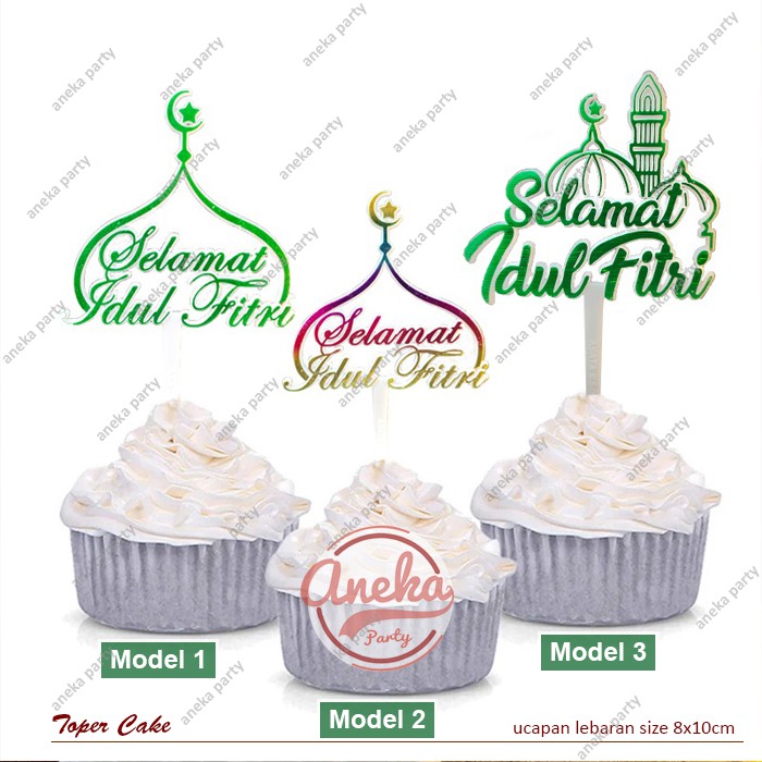 Jual Cake topper ucapan idul fitri / topper cake hiasan kue lebaran ...
