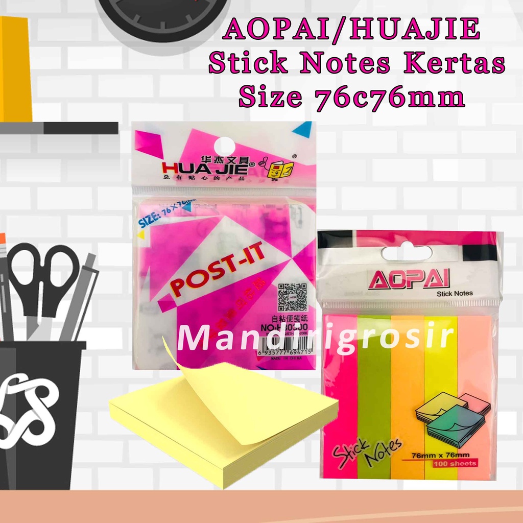 Jual Kertas Tempel * Sticky Notes * Kertas Catatan Kecil * 76mmx76mm ...