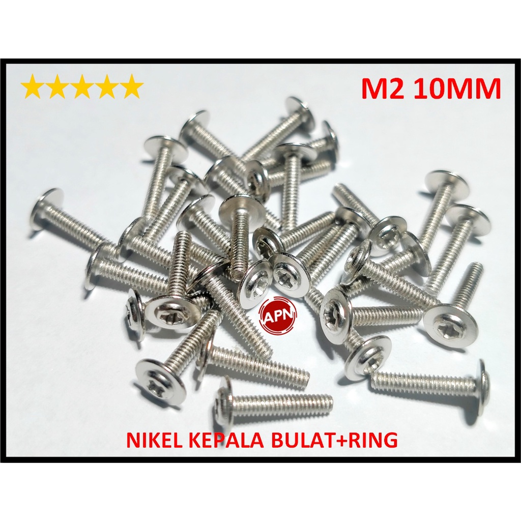 Jual BAUT / SCREW M2 10MM NIKEL KEPALA BULAT + RING (GABUNG) | Shopee ...