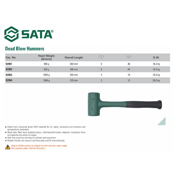 Jual SATA - PALU 92902 DEAD BLOW HAMMER (RUBBER) 45MM | Shopee Indonesia
