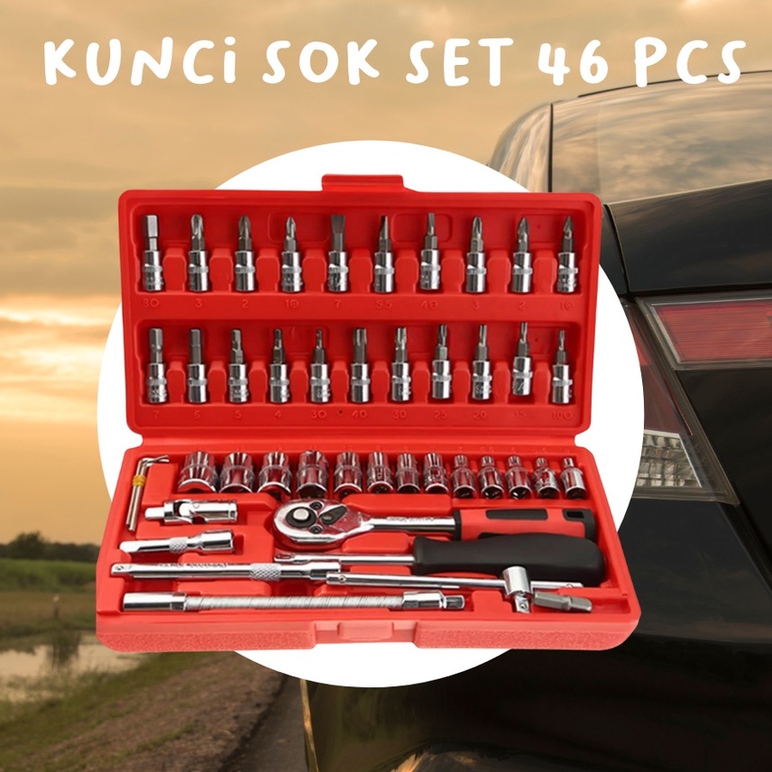 Jual Kunci SOK ket 46 PCs / Kunci Shock 46 Pcs / Kunci Socket 46Pcs Screwdriver bit 63 pcs ...