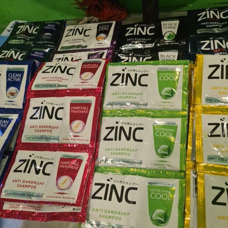 Jual ZINC SHAMPOO RENTENG (ISI 2BARIS = 24sachet) | Shopee Indonesia