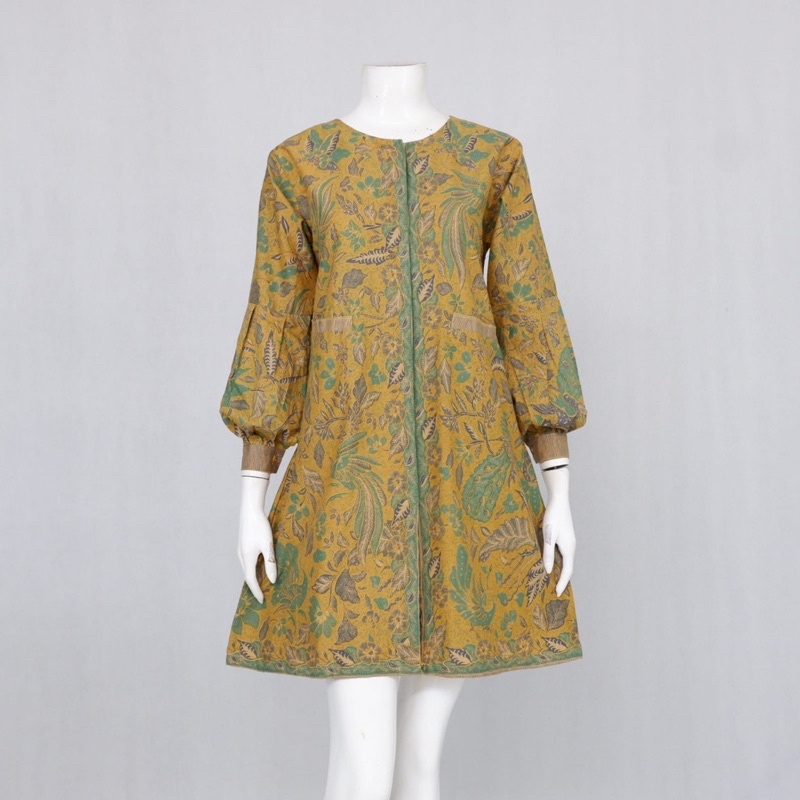 Jual Atasan Batik Kerja Tunik Dress Kancing Depan Busui Friendly Motif ...