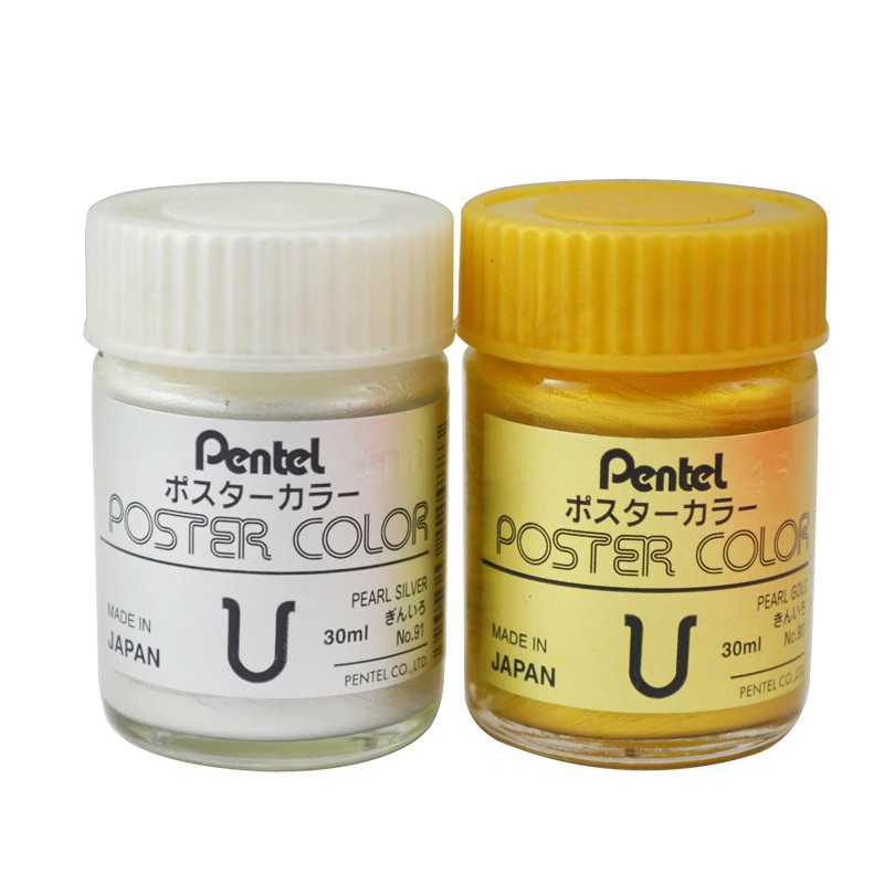 Jual Pentel Poster Colors Pearl God dan Pearl Silver 30 ml Cat Poster ...