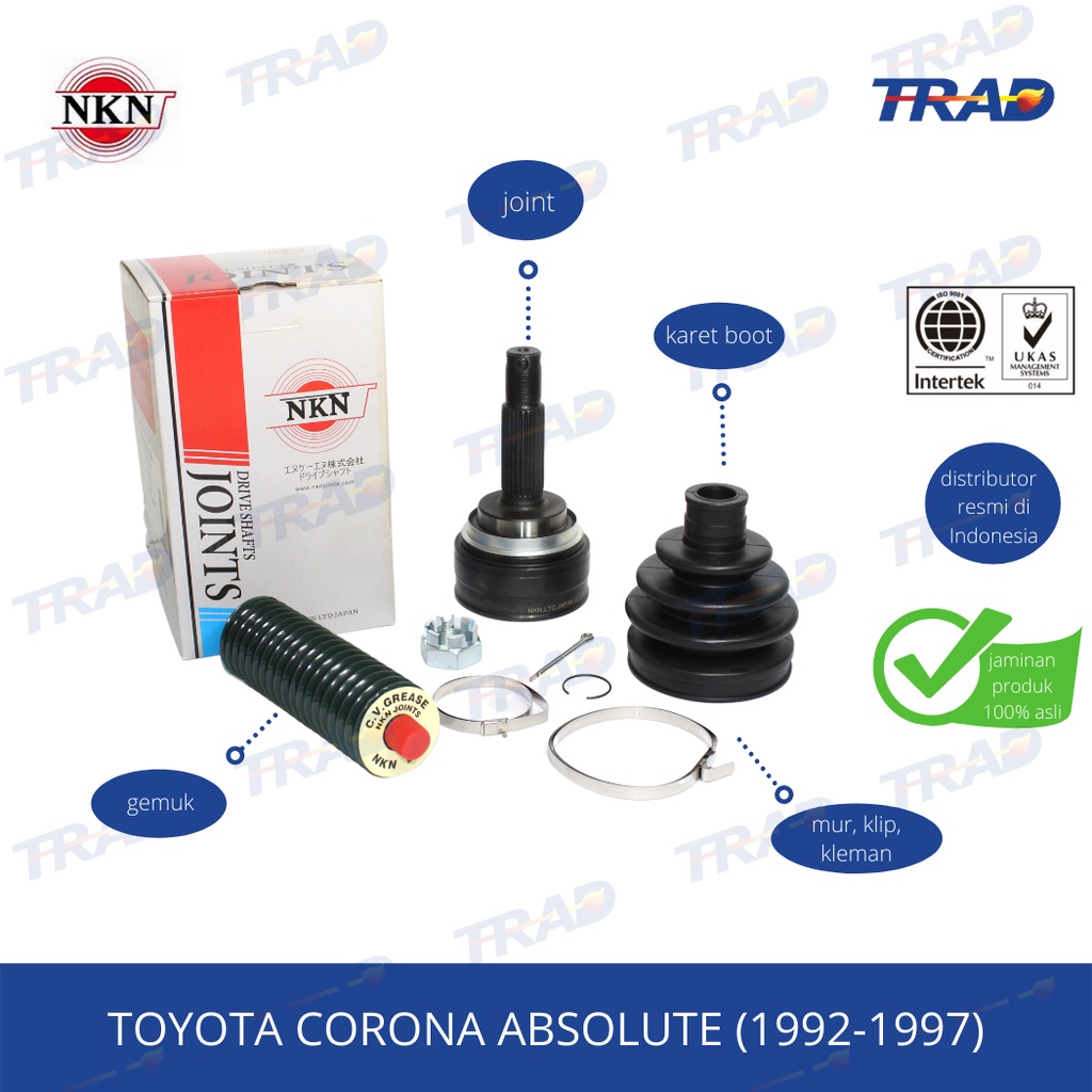 Jual CV Joint AS Roda Luar NKN Toyota Corona Absolut, Corolla All New 1800cc | Shopee Indonesia