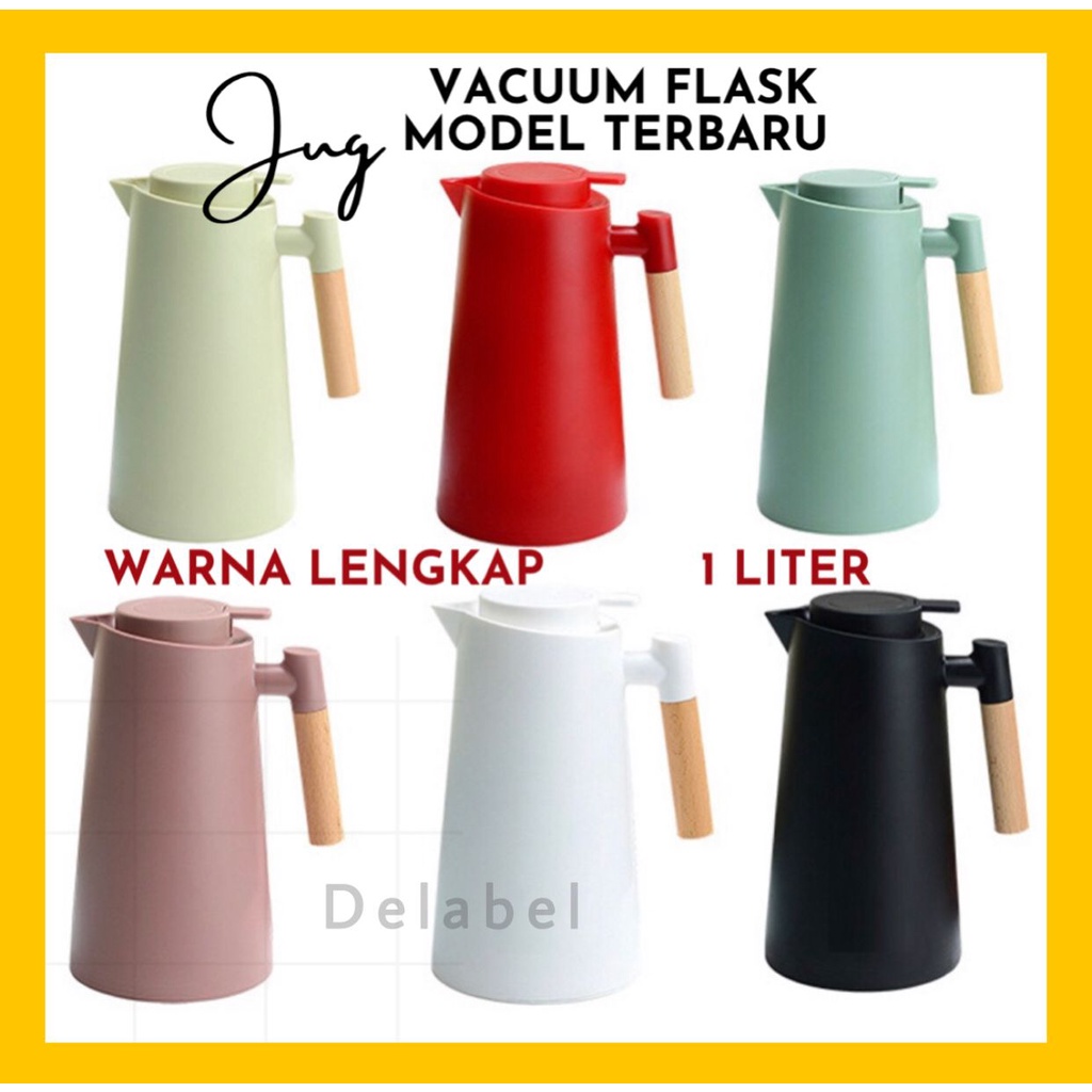 Jual Termos Teko Kaca Air Panas Gagang Kayu Elegant Cantik Kapasitas 1L ...