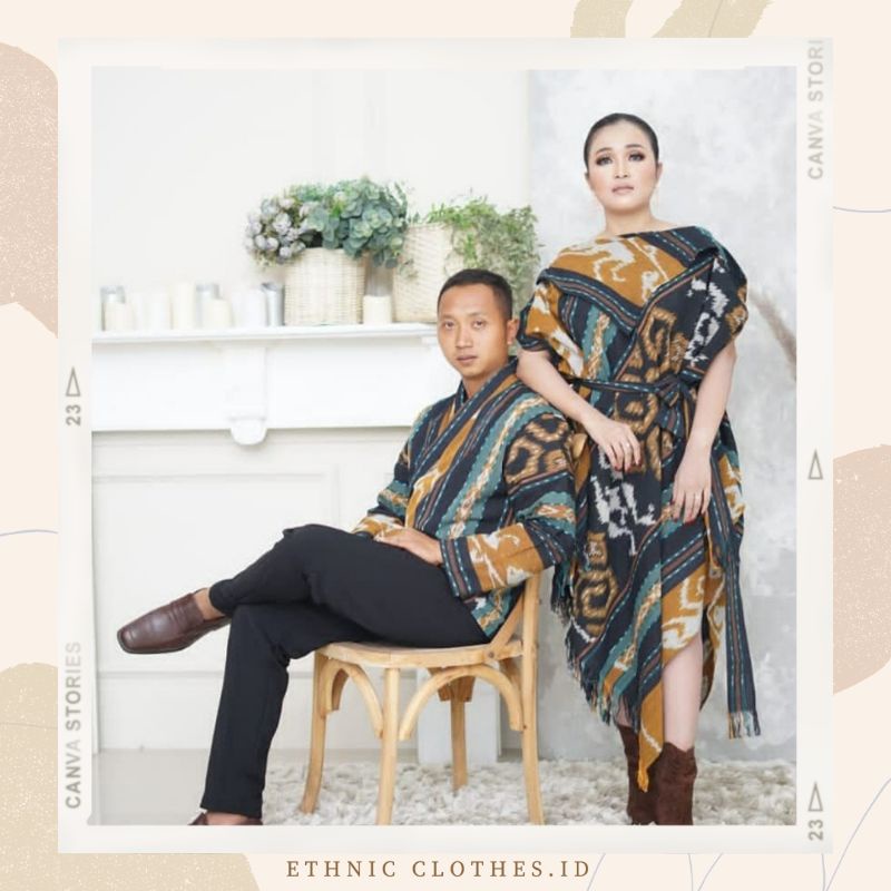 Jual baju couple tenun prewedding setelan baju batik motif rote sumba ...