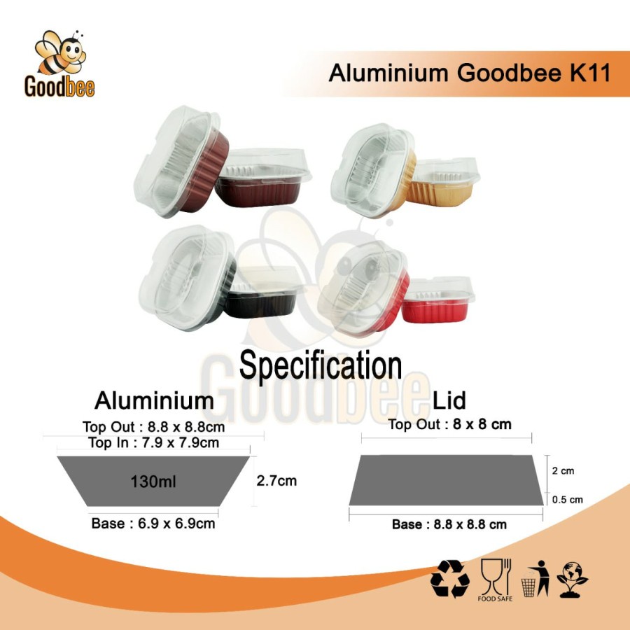 Jual Aluminium Baking K11 ( Kotak ) - Merk Goodbee - 100ml (wadah + tutup) | Shopee Indonesia