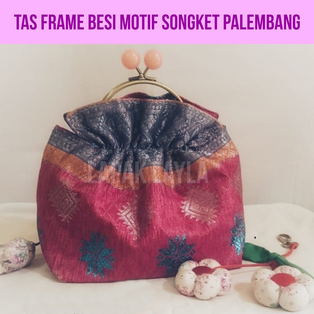 Jual TAS FRAME BESI MOTIF SONGKET PALEMBANG HANDMADE | Shopee Indonesia