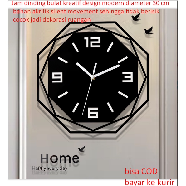 Jual Jam dinding bulat kreatif design modern diameter 30 cm bahan ...