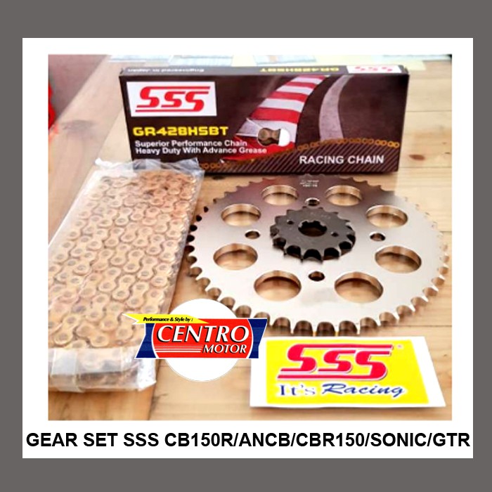 Jual GEAR SET SSS 428 NEWCB150R,CB150R,CBR150R,SONIC,GTR150+RANTAI SSS tipe HSBT | Shopee Indonesia