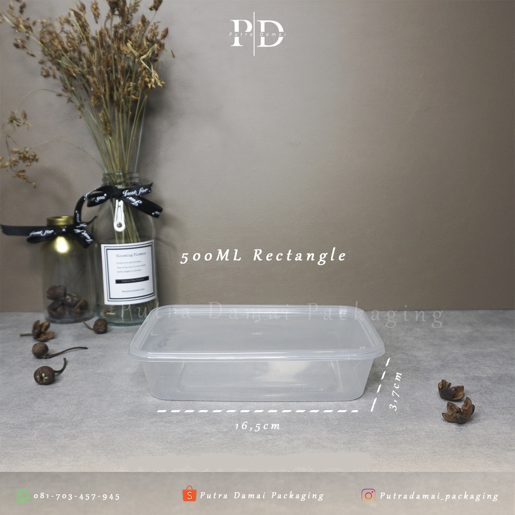 Jual Thinwall Panjang 500ml Rectangle Kotak Makan Anti Panas Food