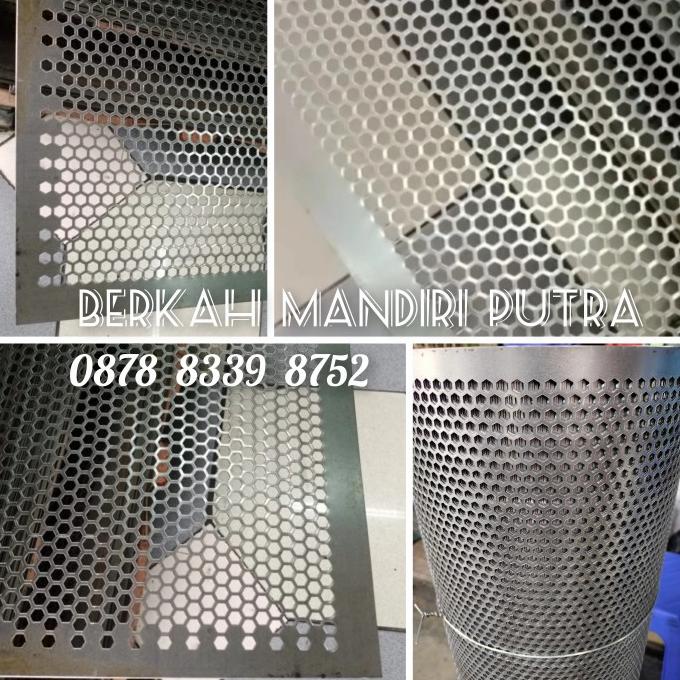 Jual plat lubang/perforated hexagonal besi 1mm x 1,2mtr x 2,4mtr lubang ...