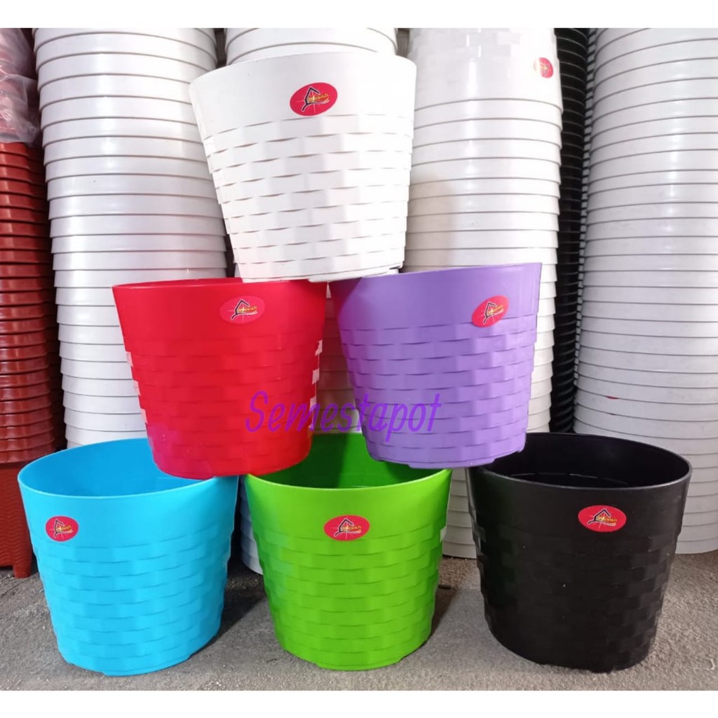 Jual Pot Asoka 20 Alexish Motif Bata untuk Bunga Tanaman | Shopee Indonesia