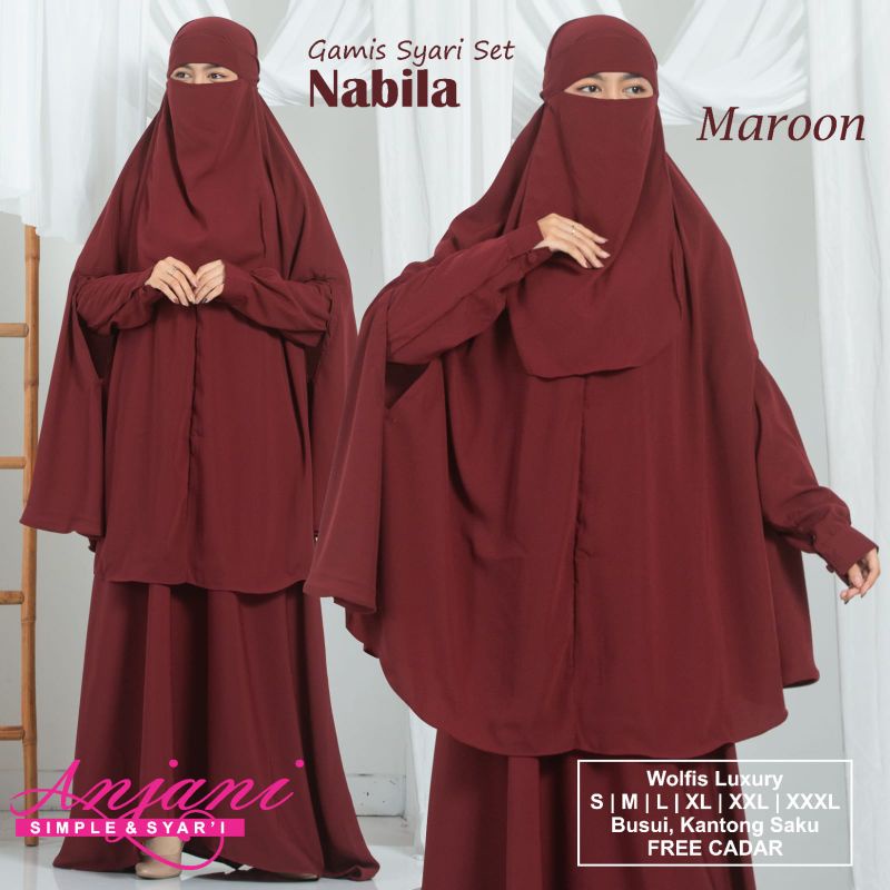Jual Gamis Polos Nabila Set Syari Gamis Syari Set Khimar Plus Cadar Gamis Syari Polos Set Jilbab ...