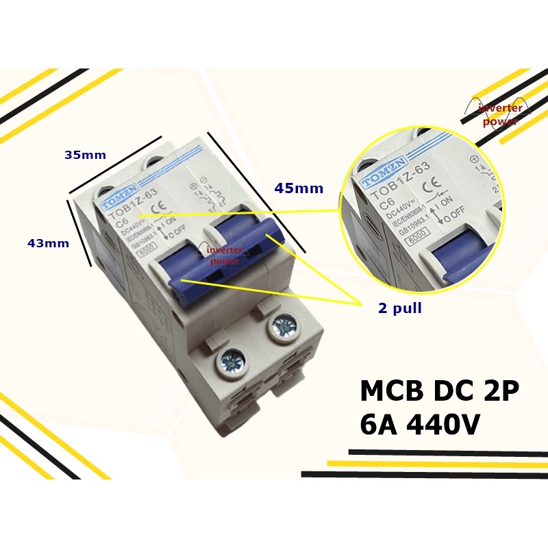 Jual MCB DC 6A 440V Circuit Breaker 2P 6 A DC 440V Circuit breaker ...